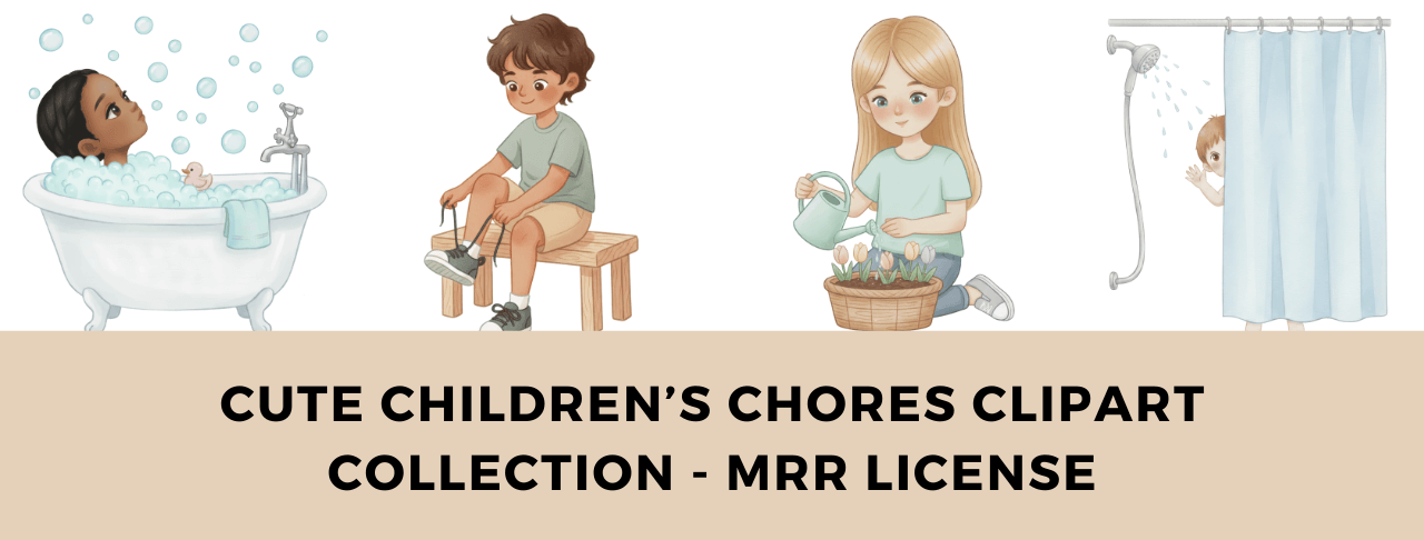 Cute Children's Chores Clipart Collection - MRR License