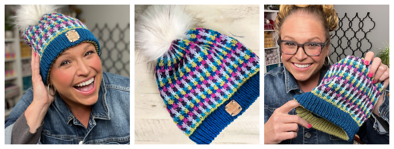 Pixel Pop Knit Hat Pattern + Video Tutorial