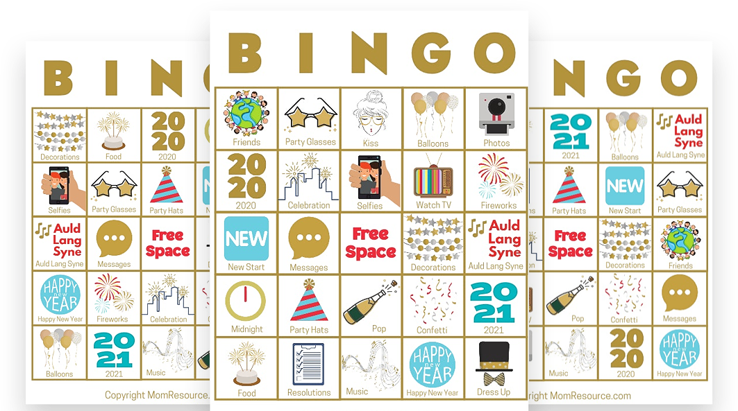 New Year's Eve 2021 Bingo - 40 Unique Cards - Preview: New Year's Eve ...
