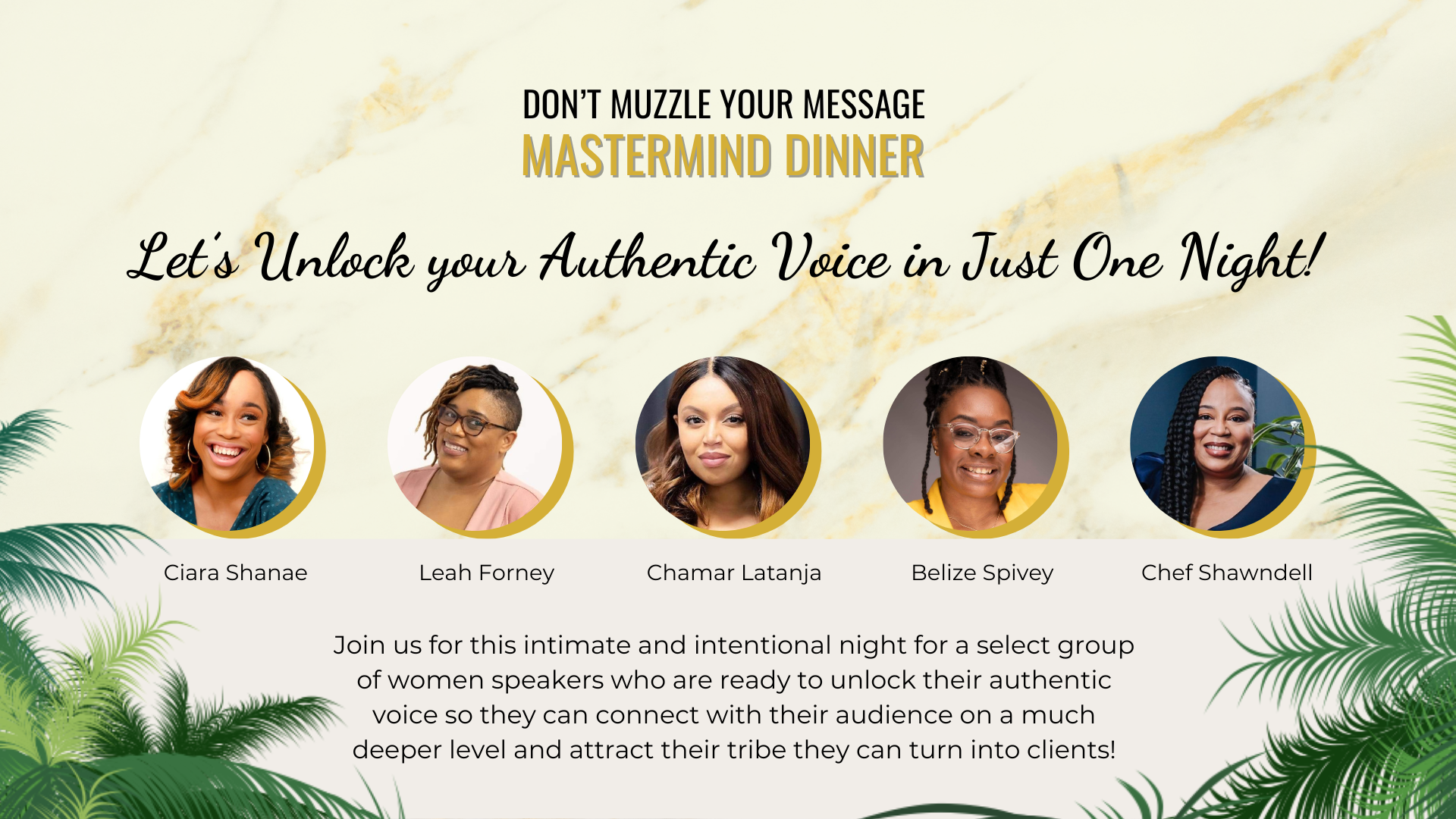 Don't Muzzle your Message Mastermind Dinner (Virtual)